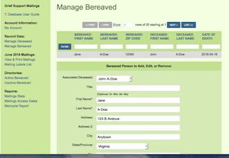 Grief Support Mailings With Online Database (Includes Email Option ...
